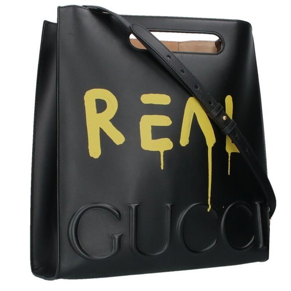 Gucci | Bags | Gucci Ghost Gg Paint Tote Bag Black X Yellow | Poshmark